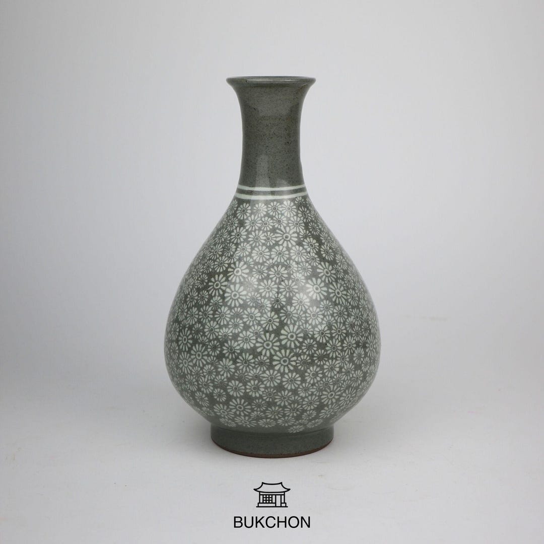 Korean Buncheong Chrysanthemum Vase – Handcrafted Inlay Pottery - Etsy ...