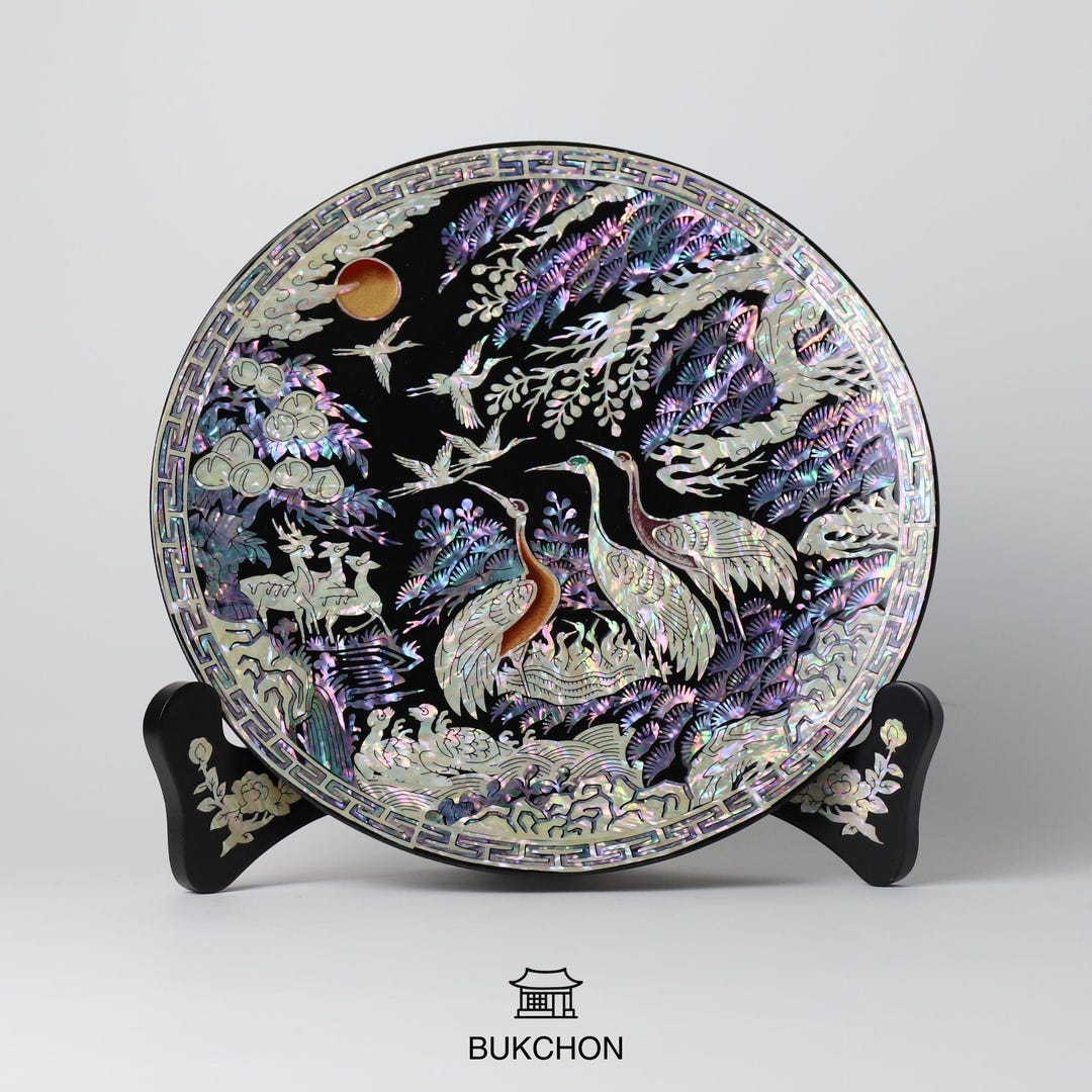 Mother of Pearl Korean Najeon Longevity Motif Decorative Plate - Etsy