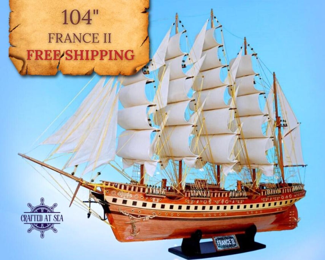 Handmade Ship Model, 104" Long, France II, 100% Handmade - Detailed ...