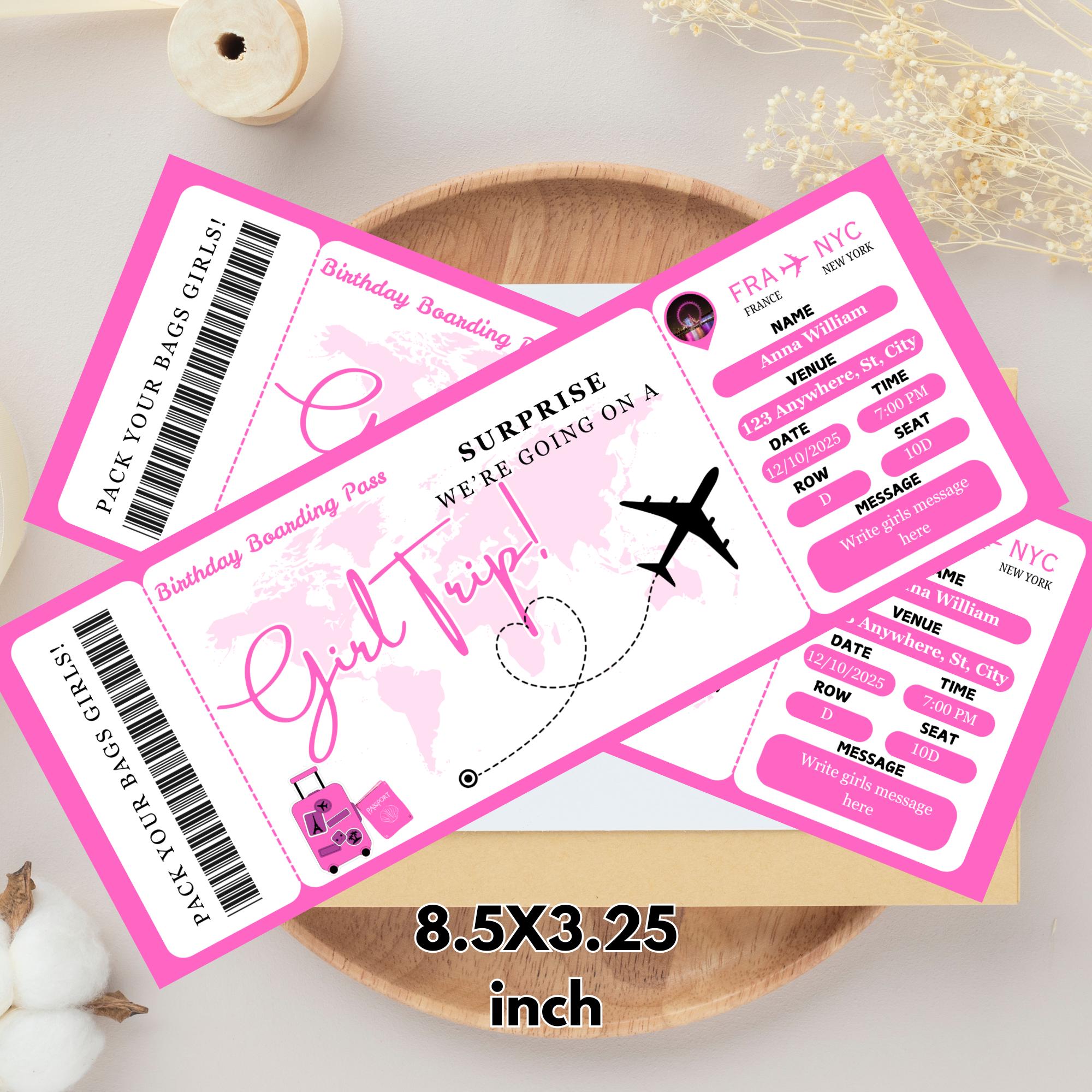Editable Boarding Pass Template: Girls Trip Invite (digital Download ...