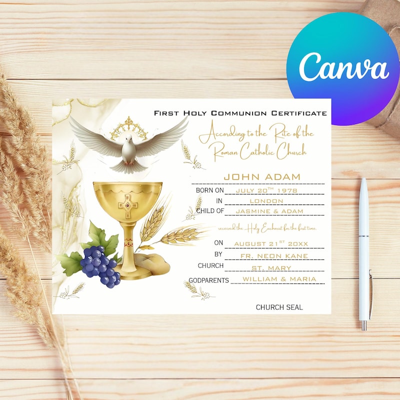 First Reconciliation Certificates Printable - Etsy