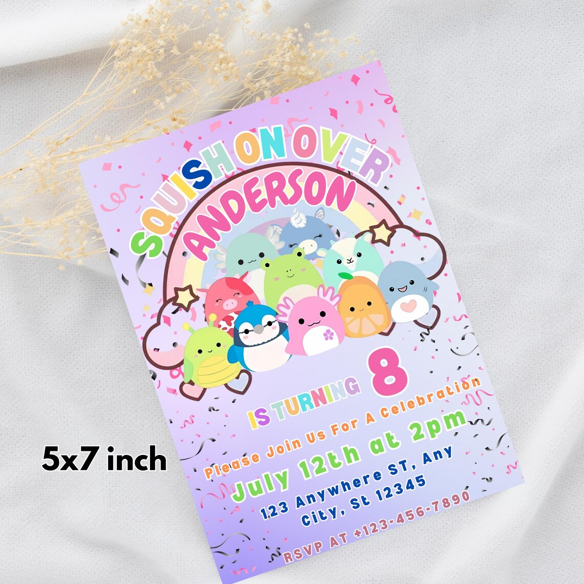 Editable Squishmallow Birthday Invitation: Printable Party Template ...