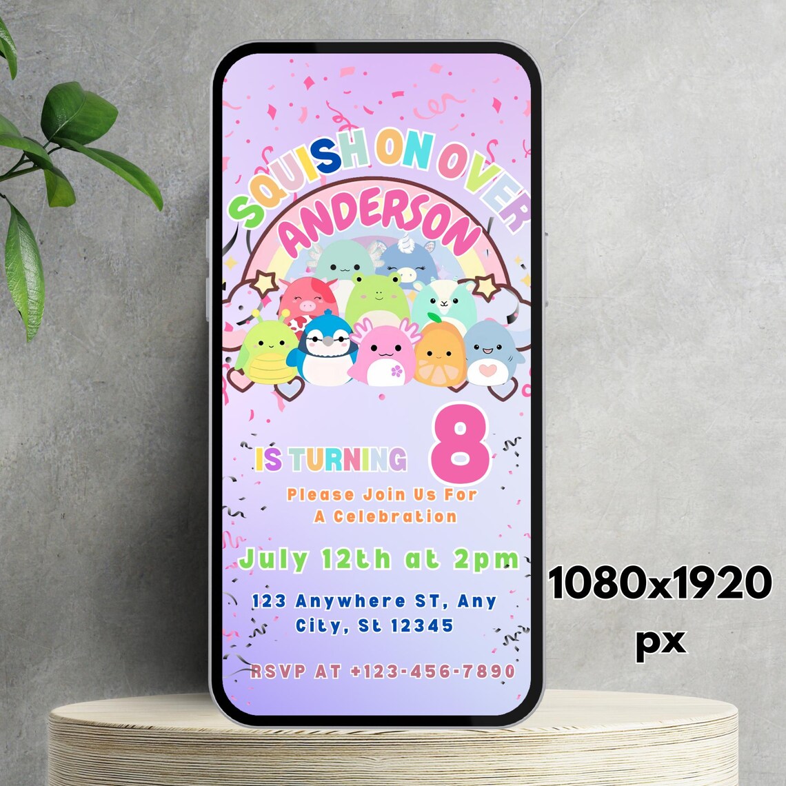 Editable Squishmallow Birthday Invitation: Printable Party Template ...