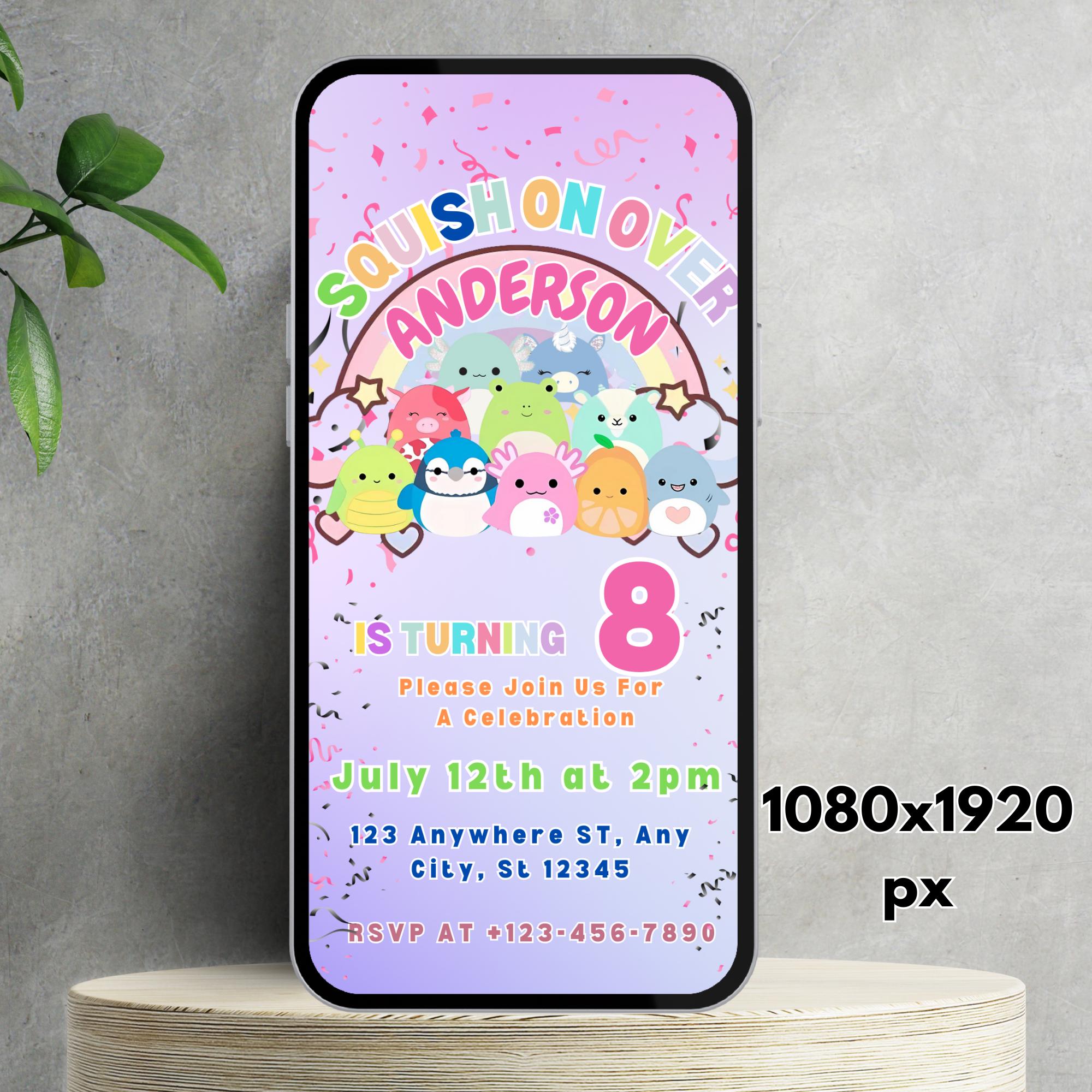Editable Squishmallow Birthday Invitation: Printable Party Template ...