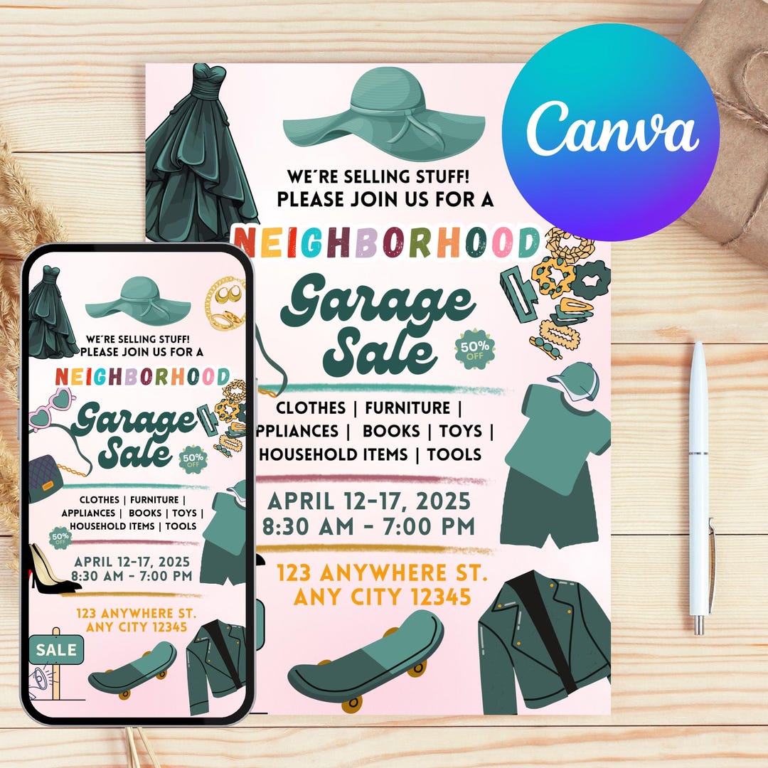 Editable Garage Sale Flyer, Printable PTA PTO Flyer, School Church ...