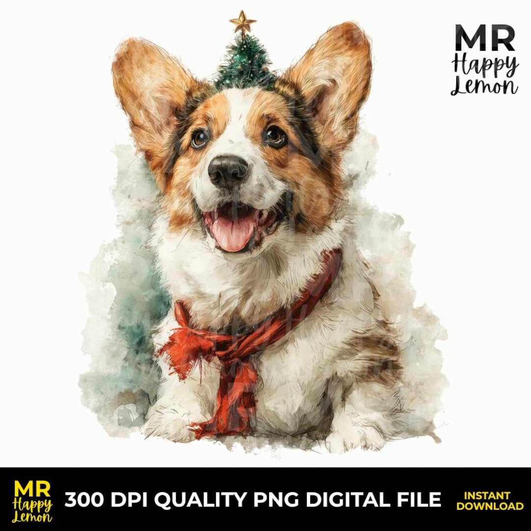 Hand-painted Corgi Christmas Tree PNG Dog Sublime Xmas (digital ...