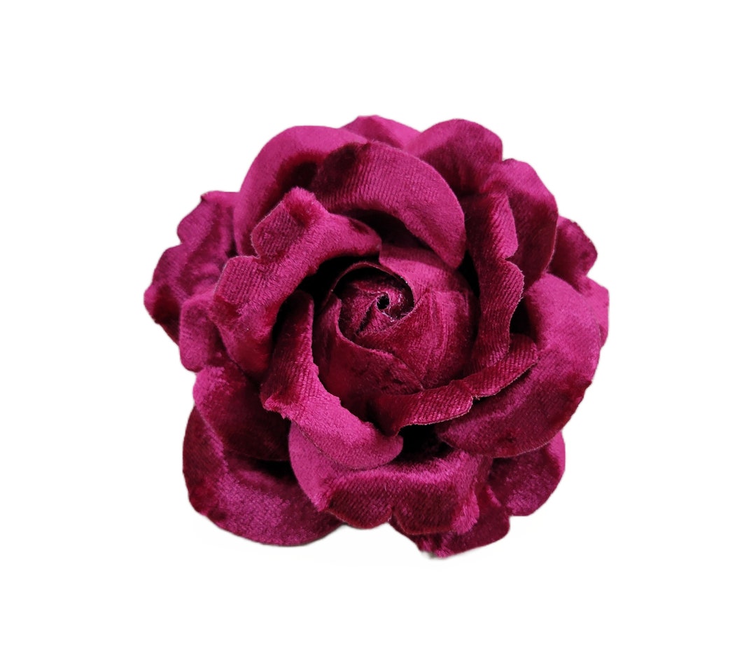 M&S Schmalberg Cranberry Garnet Velvet Rose Fabric Flower Brooch Pin ...