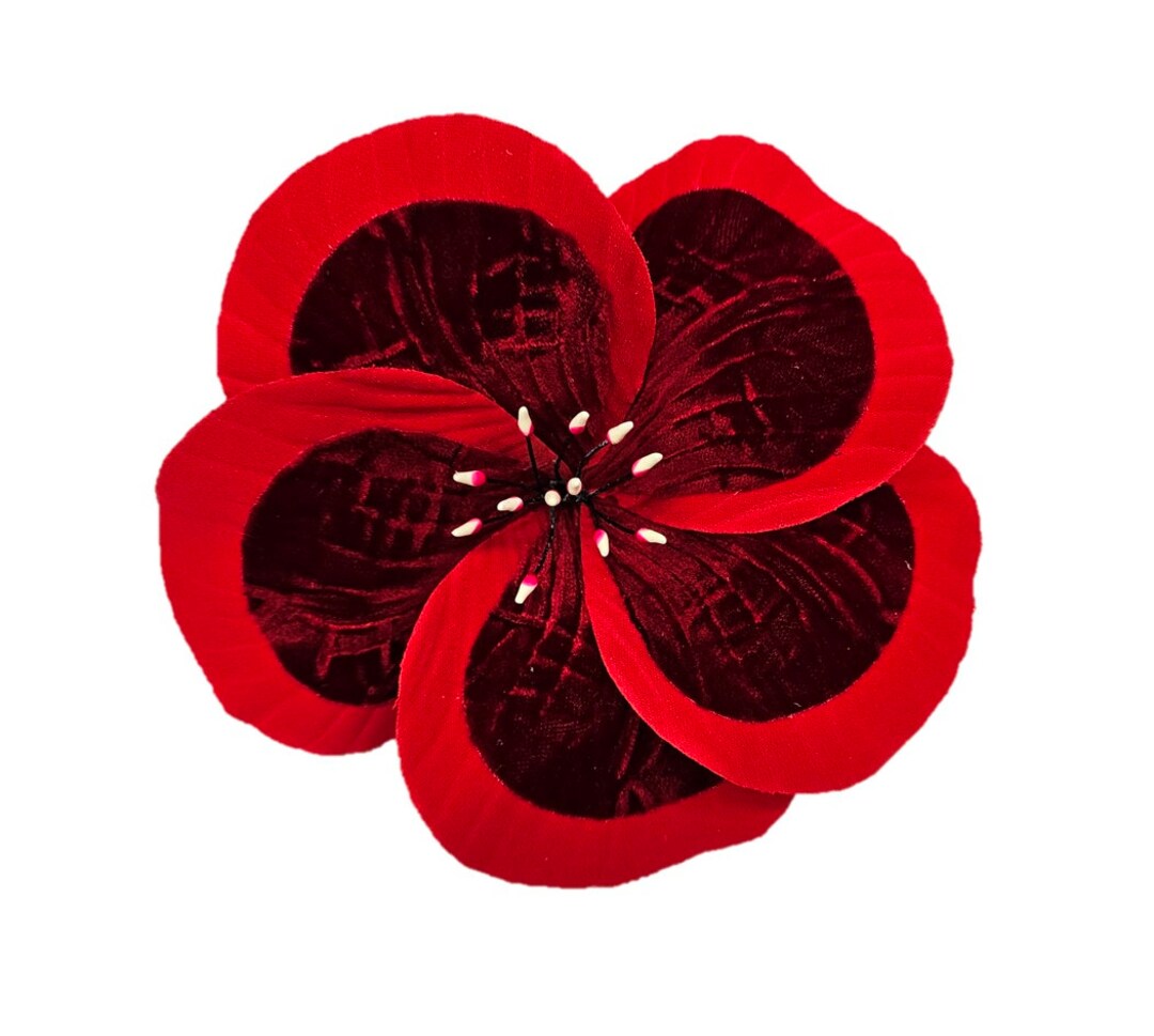 M&S Schmalberg 6" Velvet and Cotton/silk Type Overlay Hibiscus Red With ...