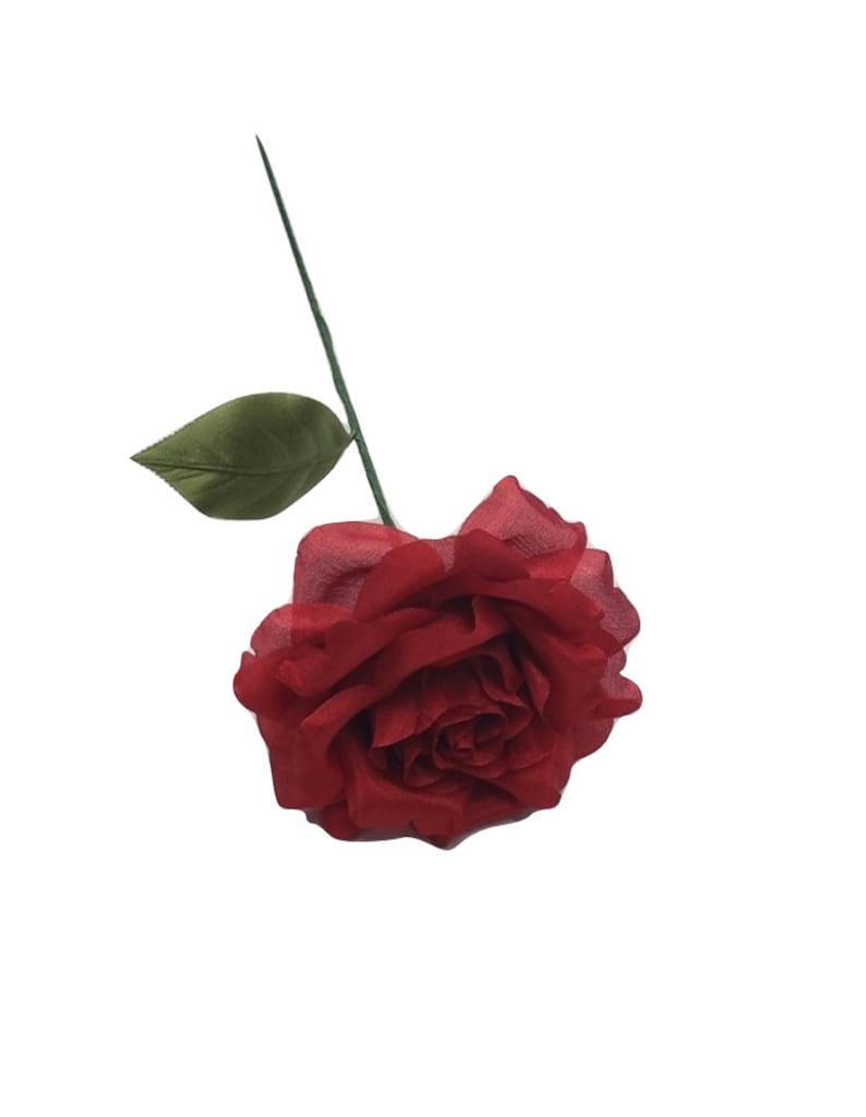 Valentine's Day Flowers - Red Silk Rose on Long Stem. 100% Silk, Hand ...