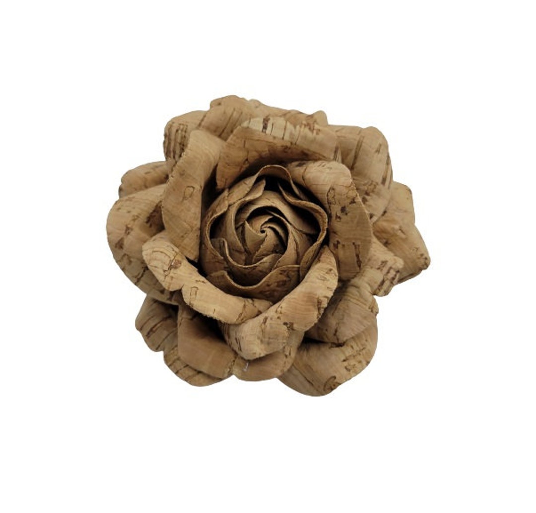 M&S Schmalberg 3.5" Real Cork Classic Rose Flower Brooch Pin American ...