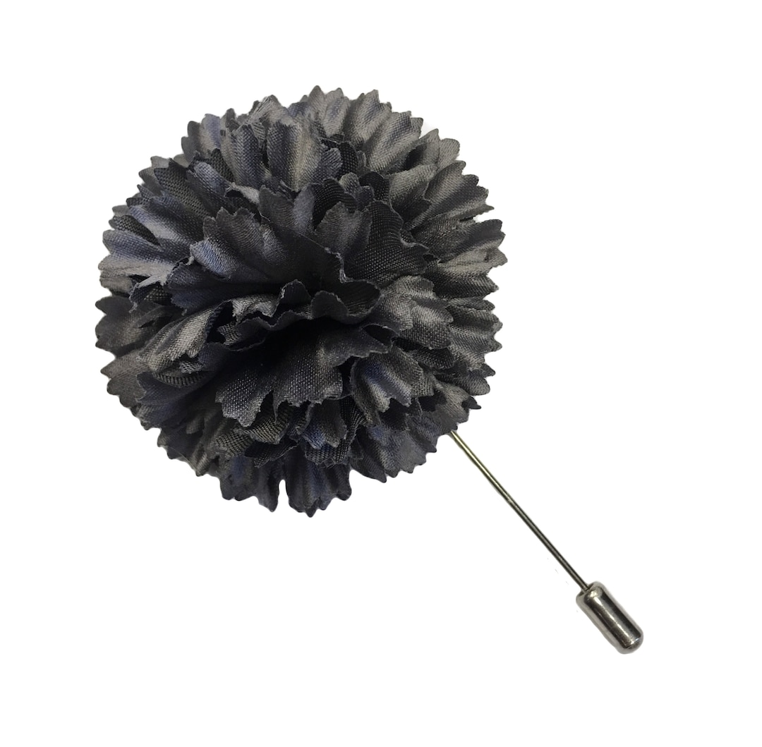 M&S Schmalberg 2" Grey Silk Satin Jagged Carnation Brooch Men's Lapel ...
