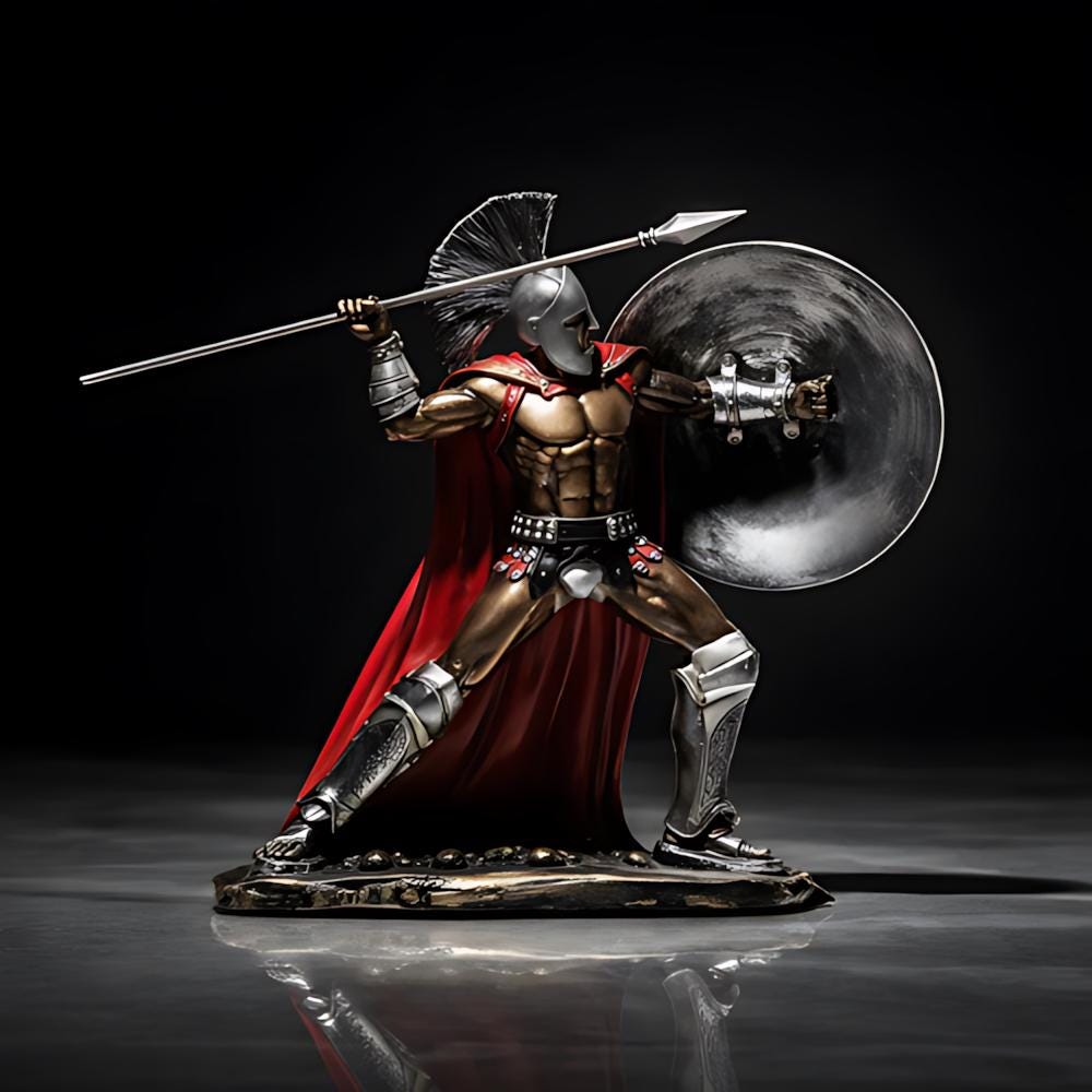 Spartan Warrior Statue Ancient Roman Resin Sculpture Retro Military ...