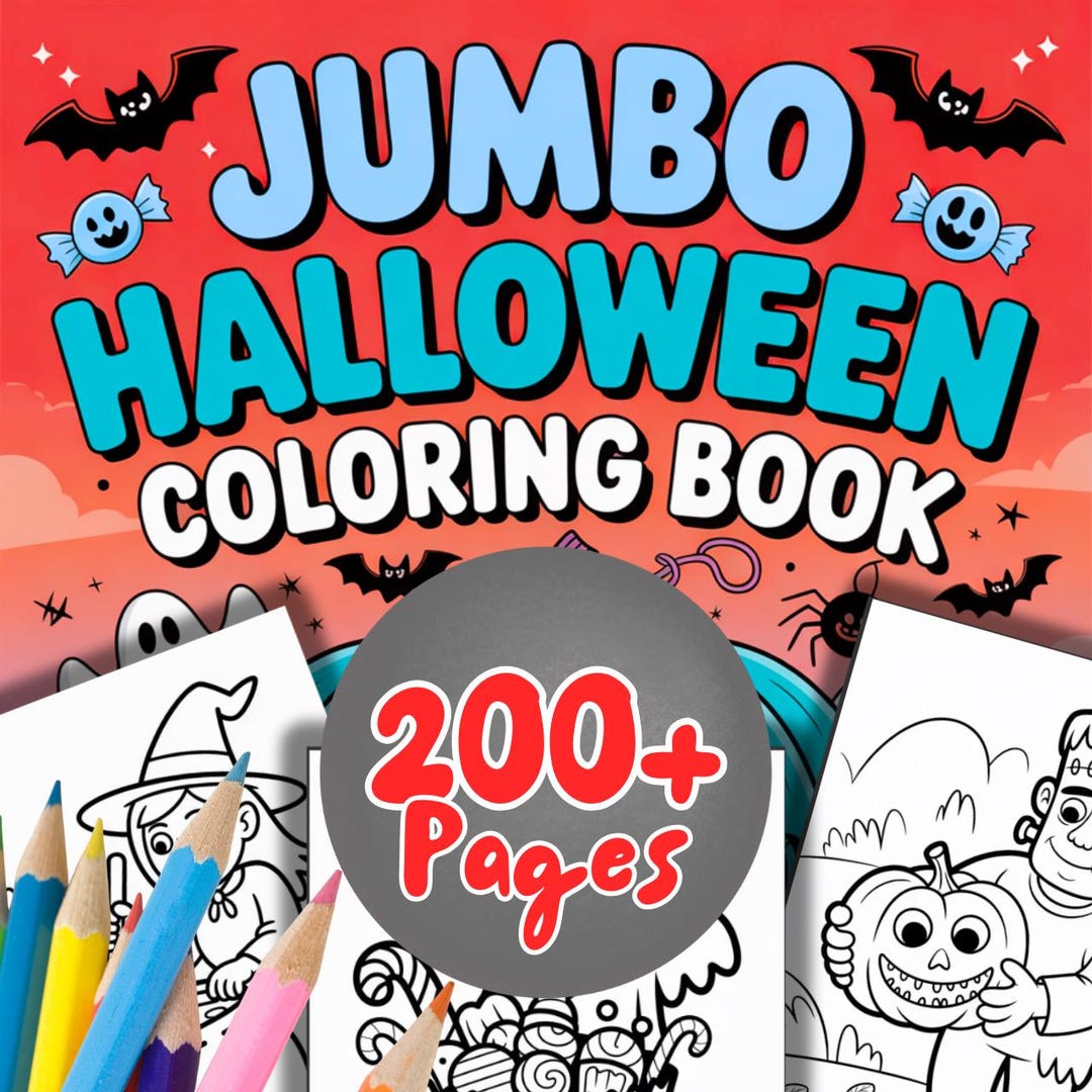 Jumbo Halloween Coloring Book: 216 Pages of Printable Fun (PDF) - Etsy