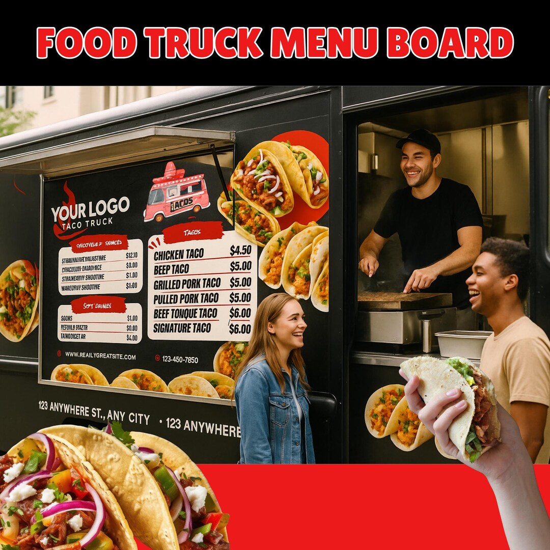 Editable Taco Truck Menu Board Template: Street Food Vendor Design ...