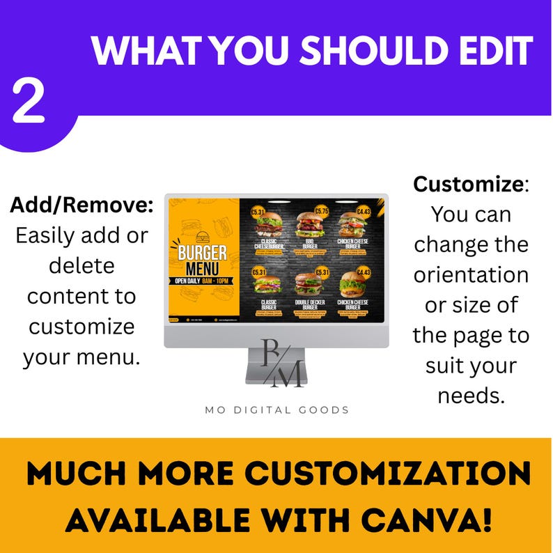 Sleek Digital TV Menu Template - Fully Editable Burger Menu for ...