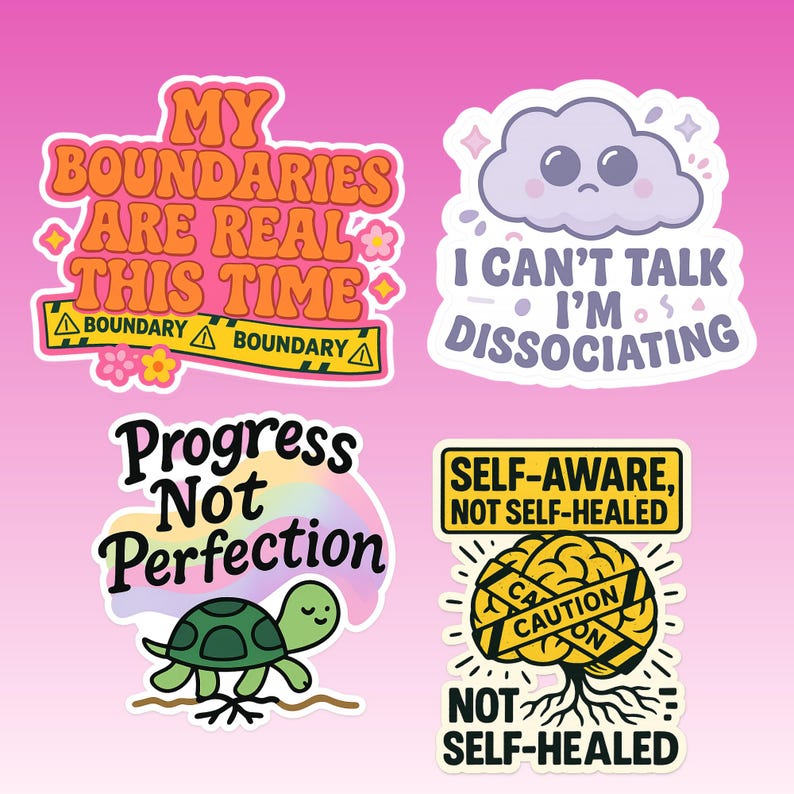 20+ Aesthetic Mental Health Stickers | Digital Download PNG Bundle ...