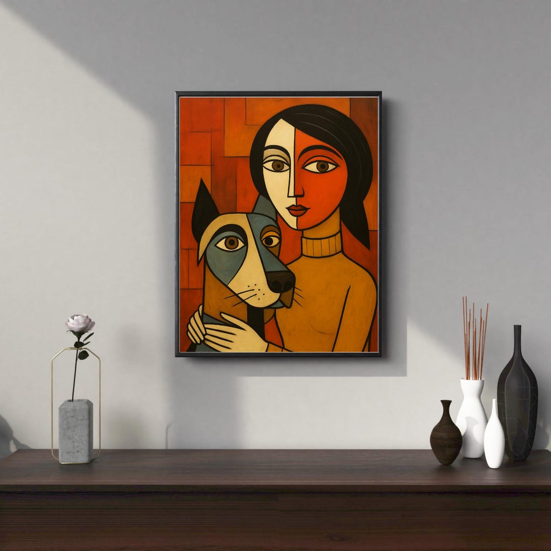 Cubist Dog Wall Art Printable | Abstract Dog Art Print Set | Colorful ...
