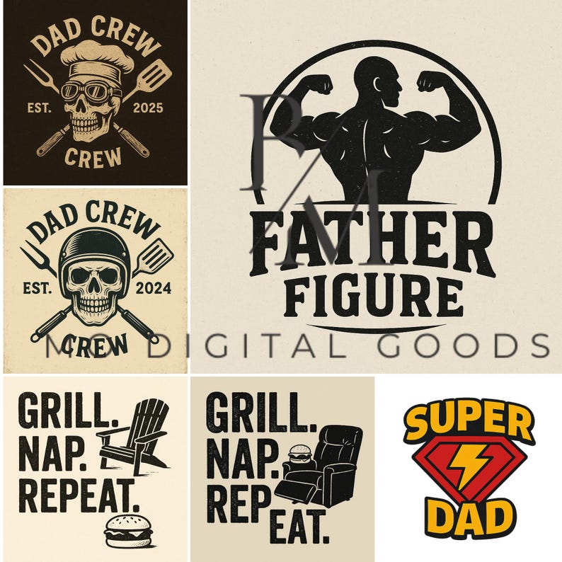 Father’s Day Logo Bundle | 30 SVG PNG Designs | Dad Shirt Clipart ...