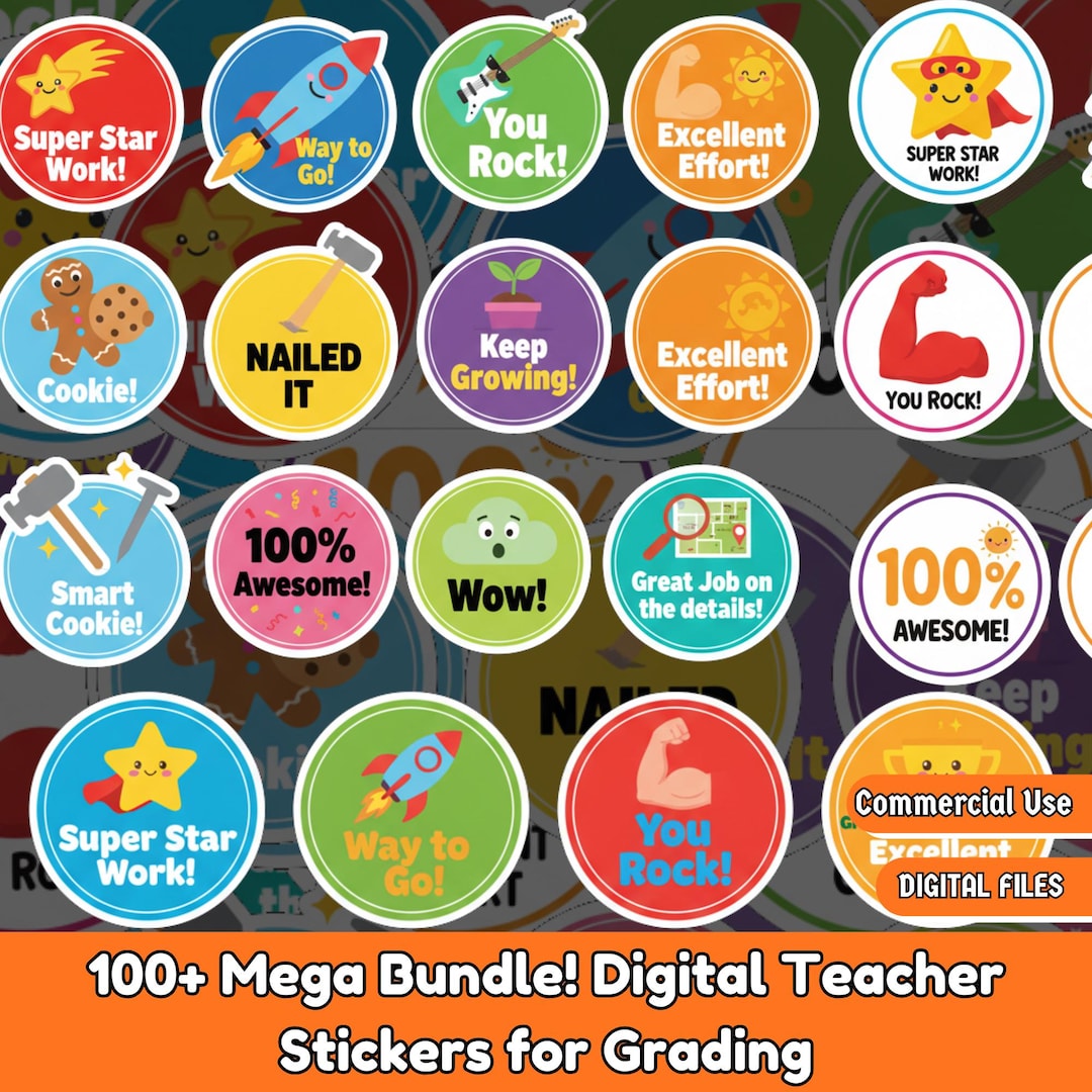 Digital Teacher Stickers | Mega Bundle for Grading Feedback (digital ...