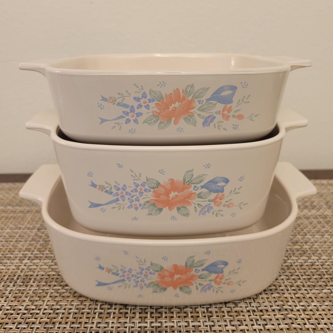 Vintage Corningware SYMPHONY Pattern Casserole Dish Set of 3 - Etsy