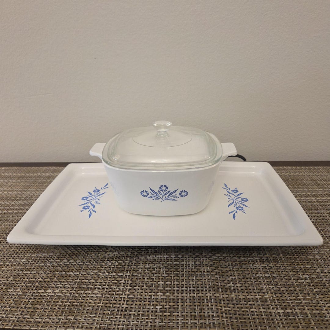 Vintage Corningware BLUE CORNFLOWER Pattern Electric Warming Tray ...