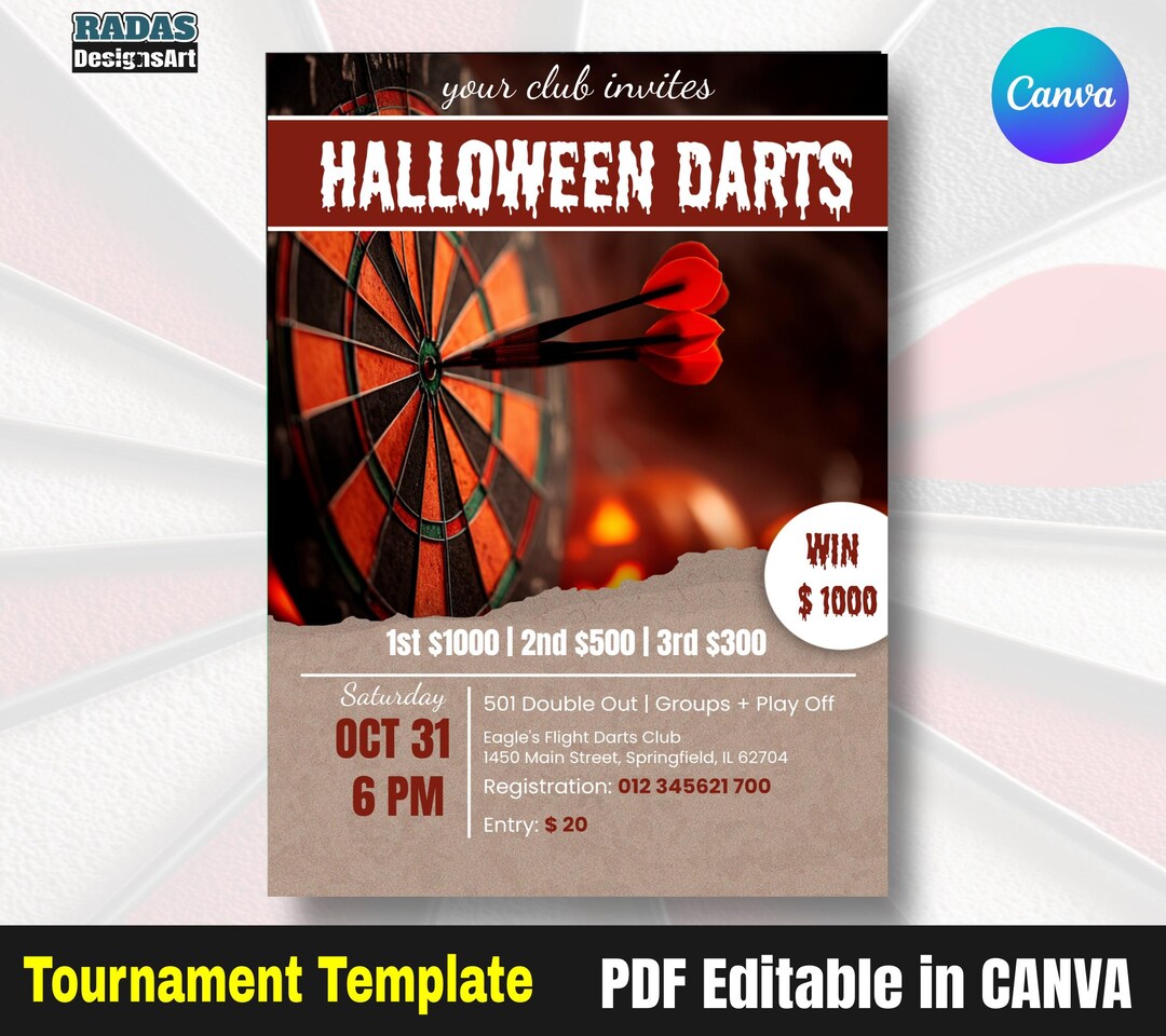 Halloween Darts Tournament Flyer: Bar & Club Event Poster (PDF Instant ...
