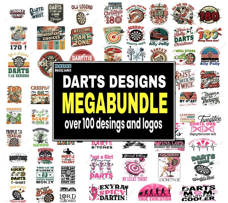 Darts Logo Mega Bundle 100 + Darts Designs | SVG PNG PDF| Digital ...