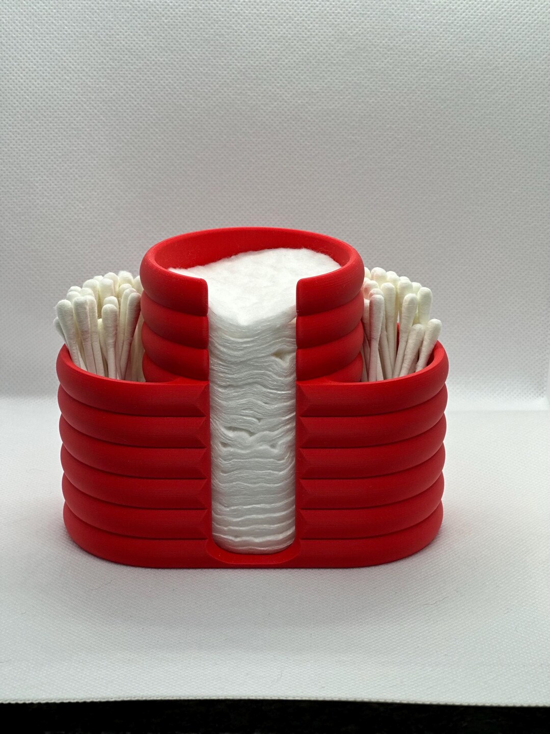 Modern 3-in-1 Cotton Pad & Swab Organizer | Red Bathroom Countertop ...