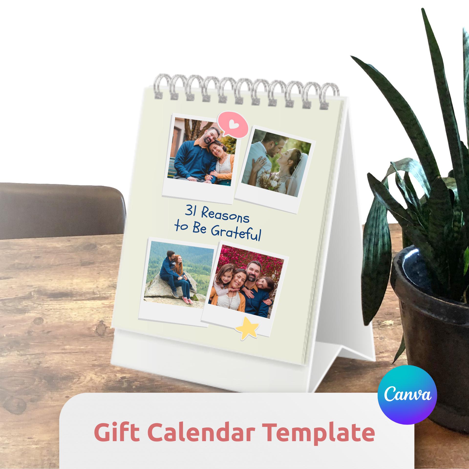 Printable Flip Calendar Canva Template "31 Reasons to Be Grateful ...