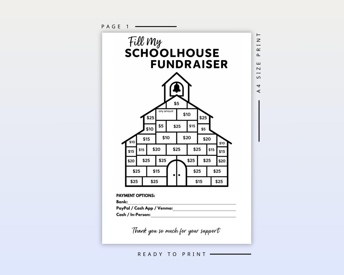 School Fundraiser Chart Printable | PTA & Classroom Donation Chart ...