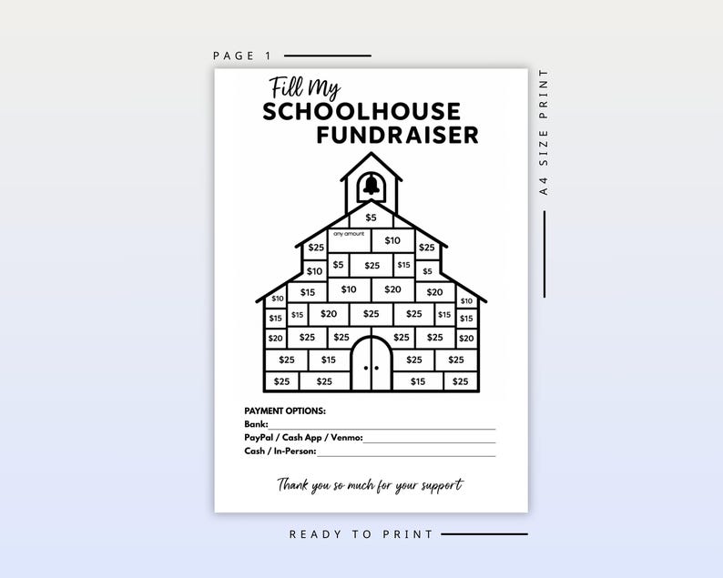 School Fundraiser Chart Printable | PTA & Classroom Donation Chart ...