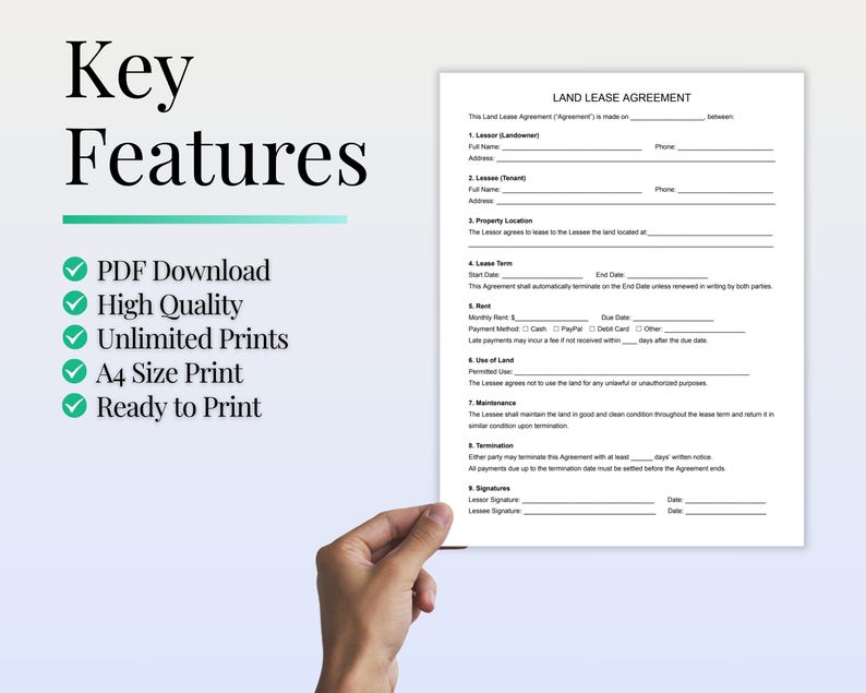 Editable Land Lease Agreement Template (google Docs) | Printable Land ...