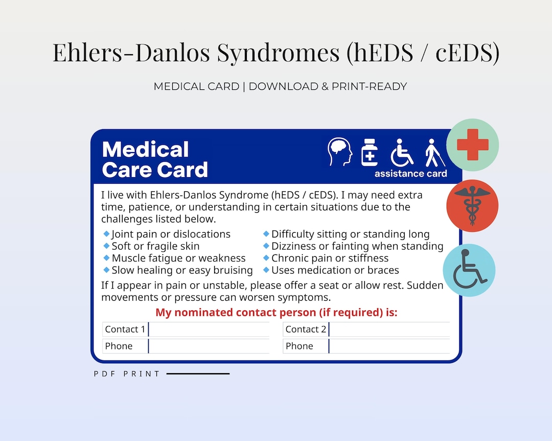 Ehlers-danlos Syndrome Medical Assistance Card – Heds / Ceds Support ...