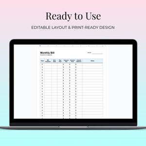 Monthly Bill Payment Tracker Template Editable & Printable | A4 Bill ...