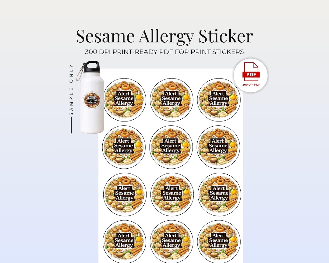 Sesame Allergy Sticker Printable | Alert Sesame Allergy Labels ...