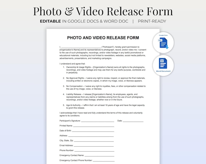 Photo Consent of Minors, Childcare, School, Daycare, Prek, Nursery ...