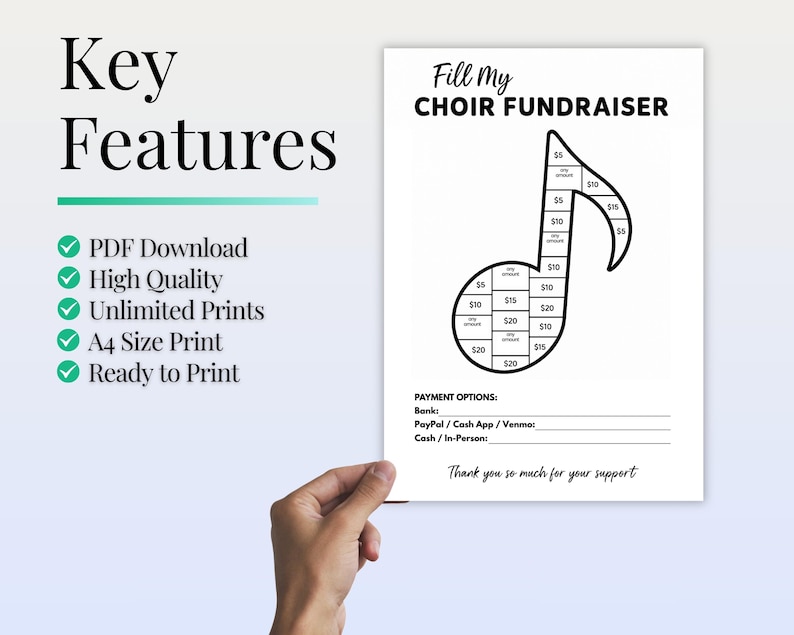 Choir Fundraiser Chart Printable | Donation Chart for Choir Trips ...