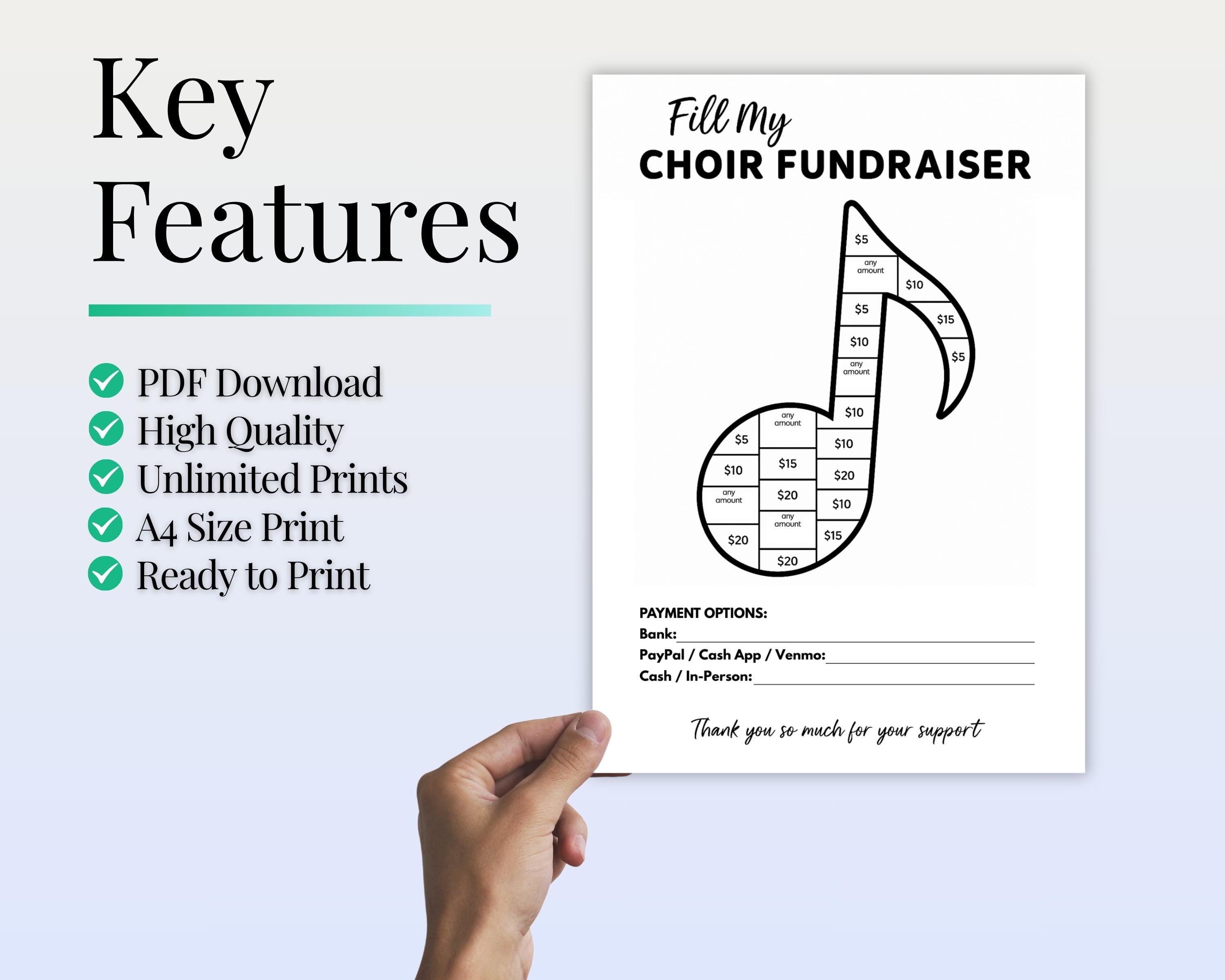 Choir Fundraiser Chart Printable | Donation Chart for Choir Trips ...