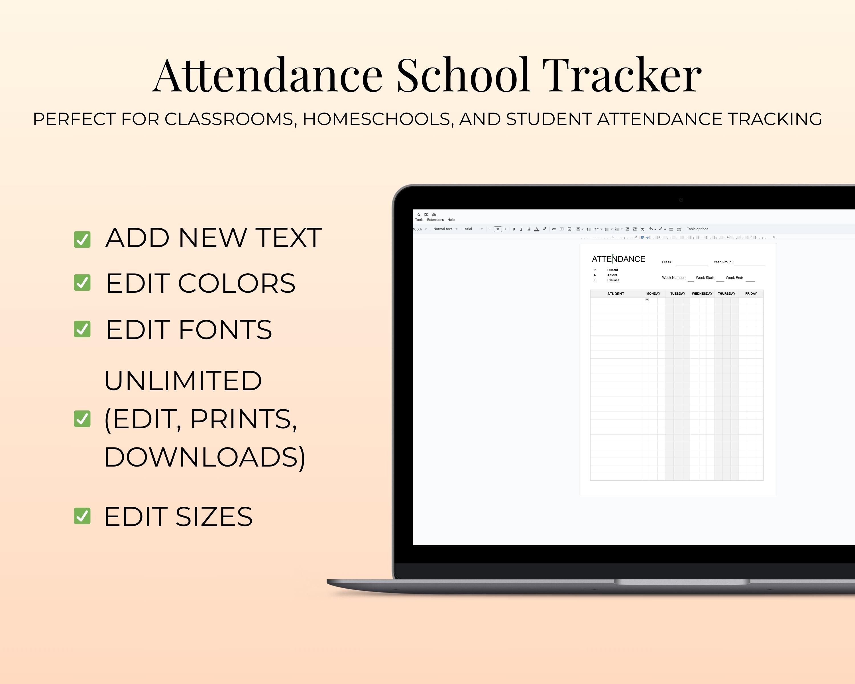 Attendance Tracker Printable | School Attendance Sheet Template ...