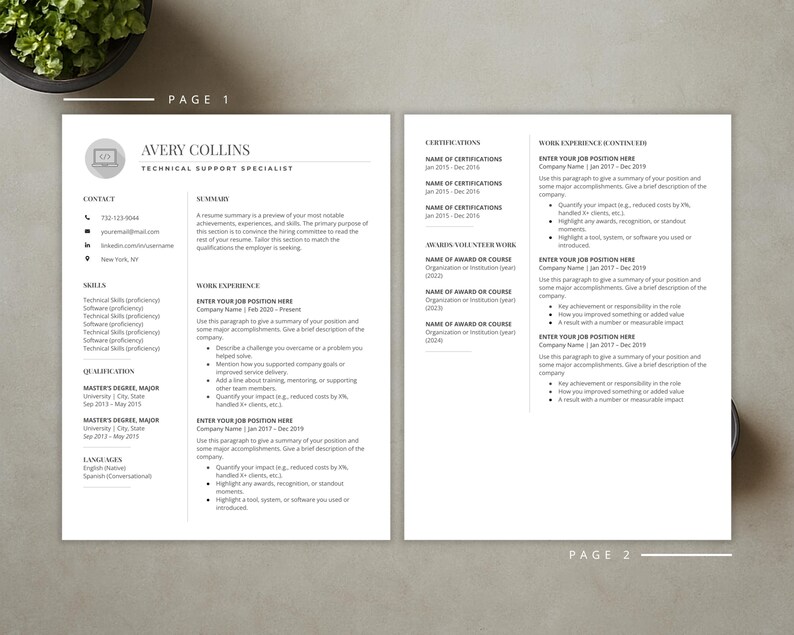 Modern Tech Resume Template Word & Docs | Software Developer CV ...