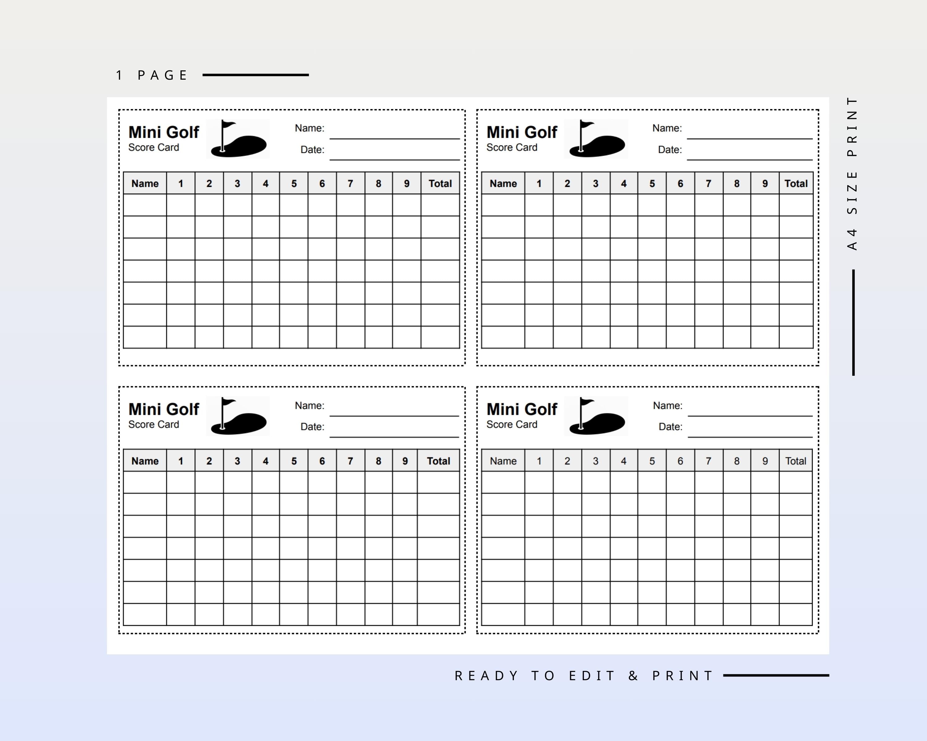 Printable Mini Golf Score Card | Mini Golf Putt Putt Party Score Sheet ...