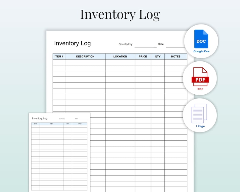 Editable Inventory Tracker | Inventory Log Sheet for Small Business ...