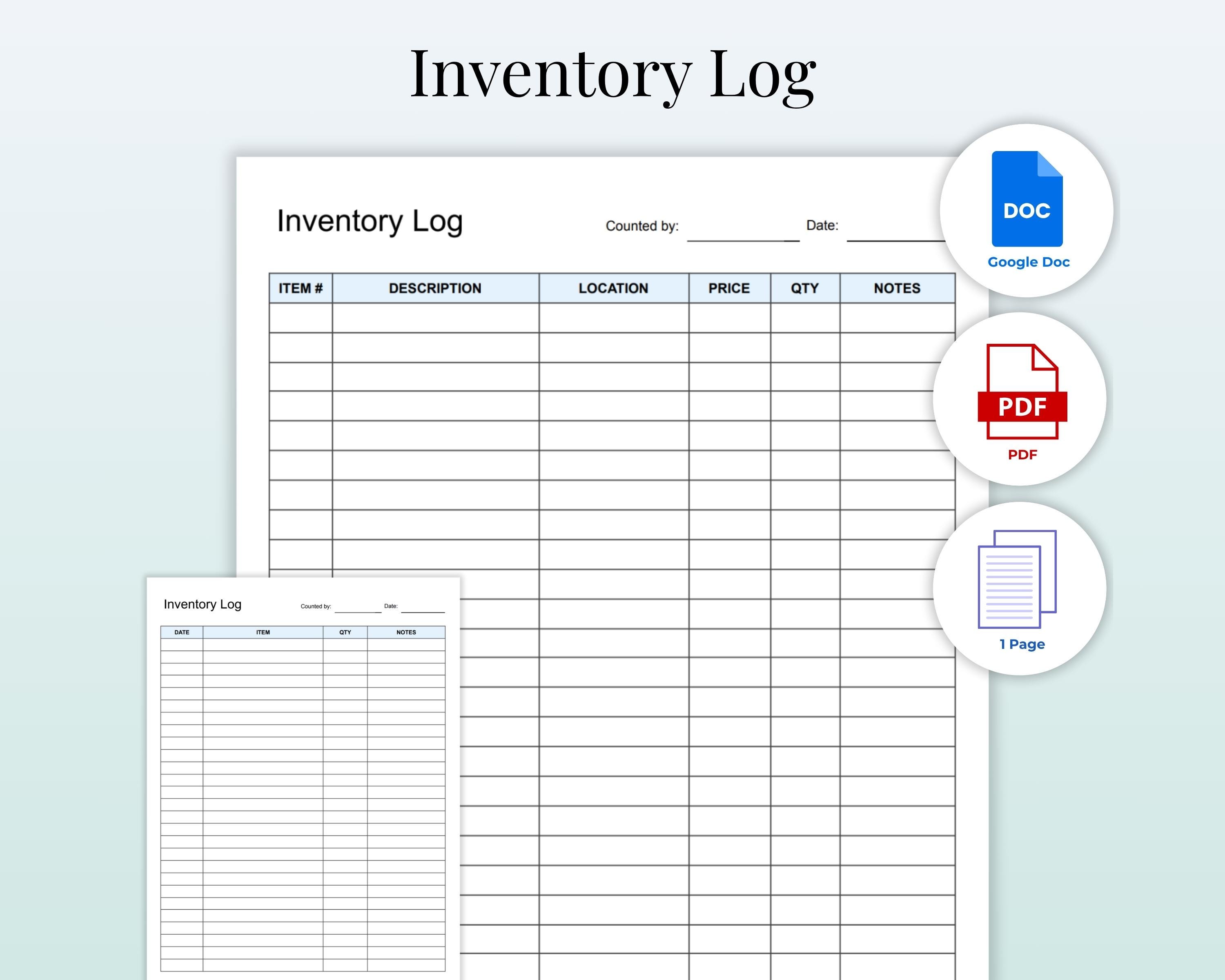 Editable Inventory Tracker | Inventory Log Sheet for Small Business ...