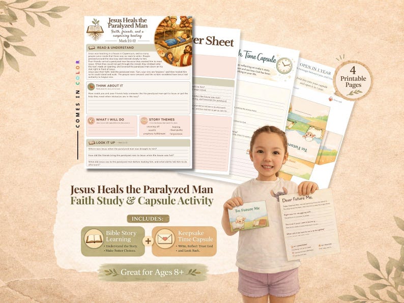 Jesus Heals Paralyzed Man Activity Pack for Kids | Mark 2:1–12 Bible ...