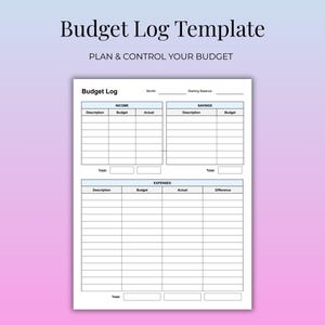 Budget Log Template Editable & Printable | A4 Monthly Budget Sheet PDF ...