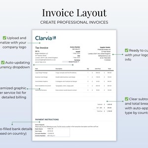 Graphic Designer Invoice Template | Google Sheets | Editable | Auto ...