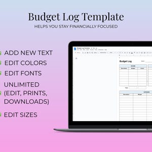 Budget Log Template Editable & Printable | A4 Monthly Budget Sheet PDF ...