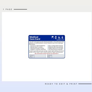 Vasovagal Syncope Assistance Card – Fainting Episode Support Card ...