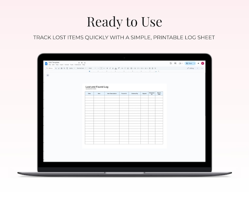 Lost and Found Log Template | Printable Equipment Tracker | Editable ...