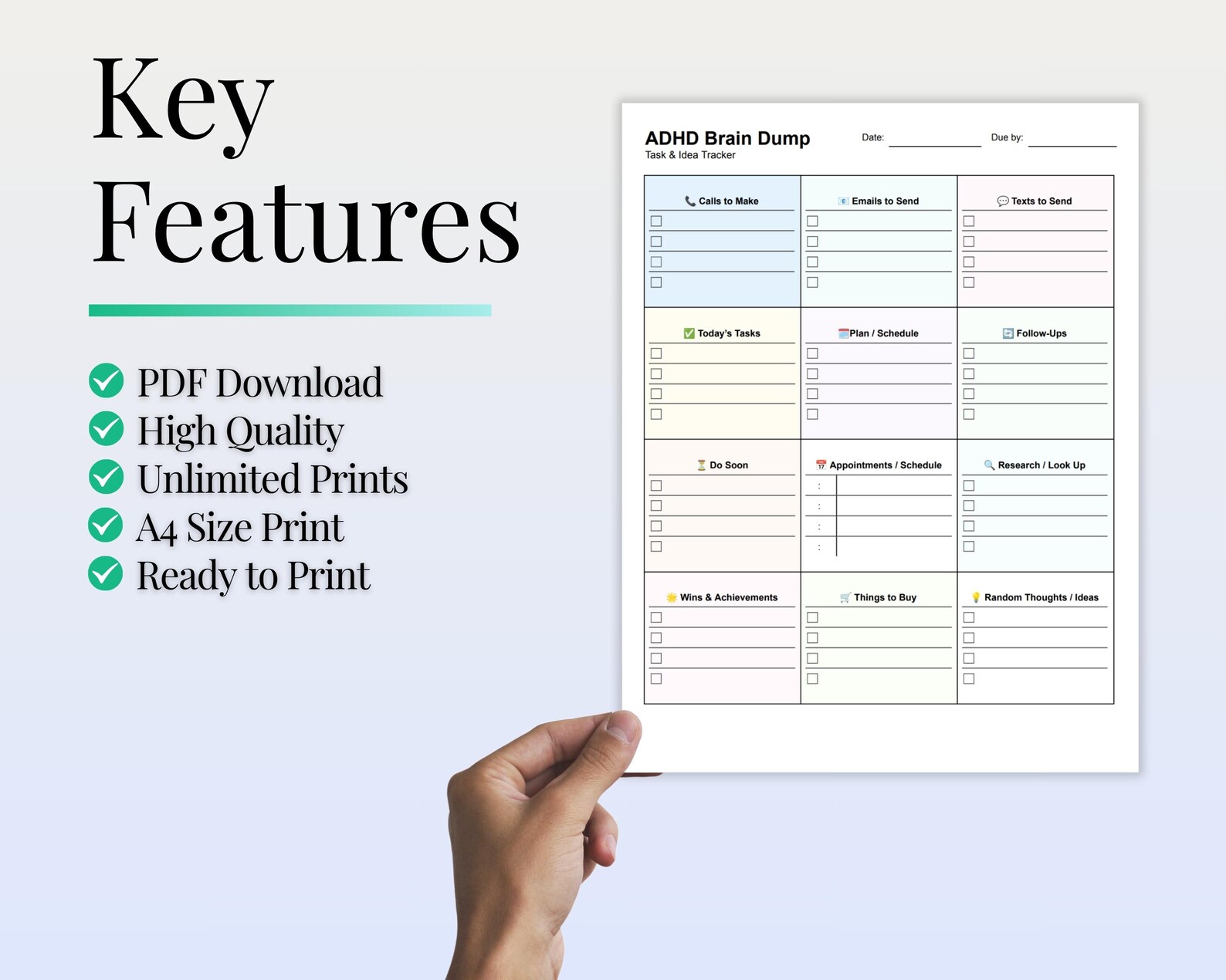 ADHD Planner PDF | Brain Dump | Daily Printable Planner | To-do List ...